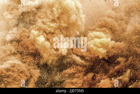 Close up of a dust storm after dynamite blast on the mining site Stock ...