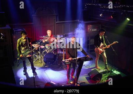 Bassist Pando performing with eighties New Wave band A Flock of ...