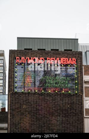 Neon sign for Raymond Revuebar strip club in Soho, London, UK Stock ...