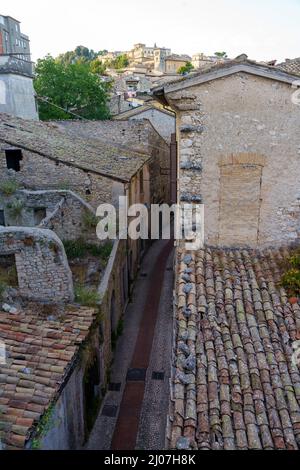 View of Veroli, historic town in Frosinone province, Lazio, Italy, at ...