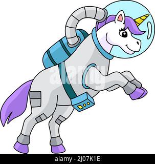 Unicorn Space Cartoon Colored Clipart Illustration Stock Vector Image ...
