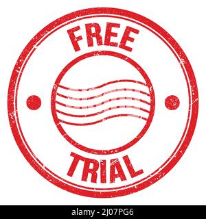 FREE TRIAL text written on red grungy zig zag borders round stamp Stock ...