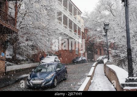 Snowy Tbilisi in winter, Georgia Stock Photo - Alamy