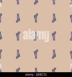 Leopard sitting seamless pattern. Vintage wildlife animals background ...