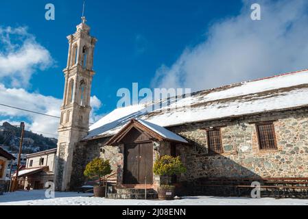 Ayia Marina church at the main square of Kyperounta village. Limassol ...