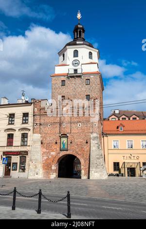 Cracow Gate "Brama Krakowska", historical gate to Lublin Stock Photo ...