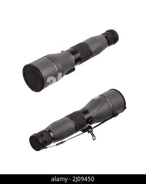 Modern spyglass. Long-range observation device. Monocular isolate on a ...
