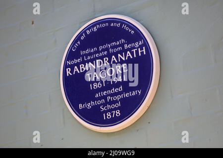 Blue plaque for Rabindranath Tagore on a building in Brighton and Hove ...