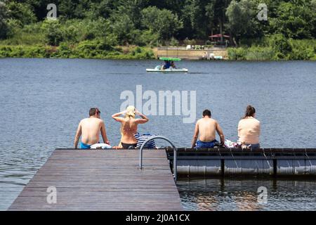 Bathing in river or lake, 26 December 1931, Levin, by Leslie Adkin ...
