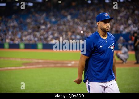 Toronto Blue Jays George Springer during a baseball game at Fenway Park ...