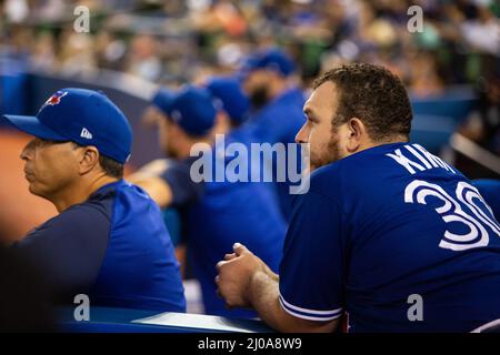 Toronto Blue Jays' Alejandro Kirk hits a double against the Seattle ...