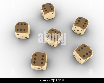 Golden playing dice Stock Photo - Alamy