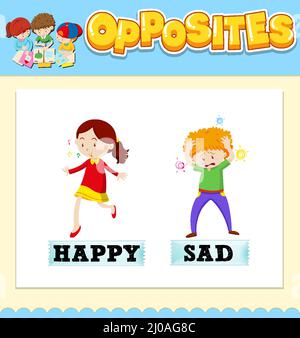 Opposite words for happy and sad illustration Stock Vector Image & Art ...