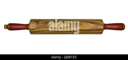 vintage bakers rolling pin isolated over white, clipping path Stock ...
