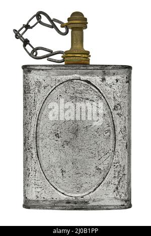 antique rusty brass rust thinner old can dispenser blue macro close-up ...