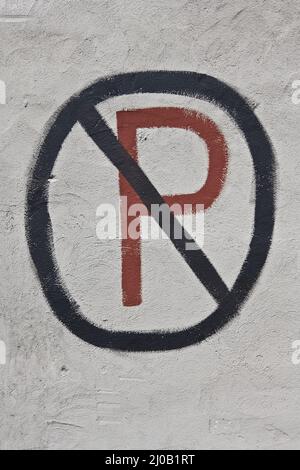 no parking traffic sign over blurred background Stock Photo - Alamy