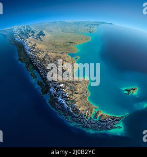 Detailed Earth. South America. Tierra del Fuego Stock Photo - Alamy