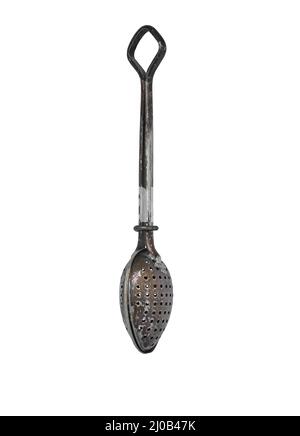 Vintage silver tea spoon isolated on white Stock Photo - Alamy
