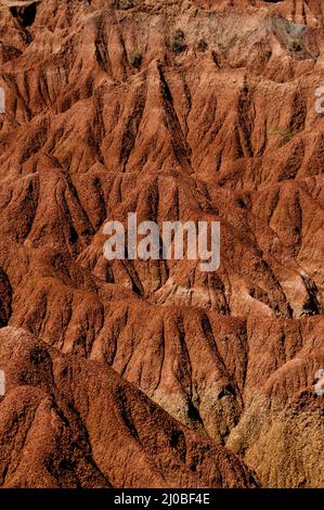 Closeup of Drought red orange sand stone rock formation in Tatacoa ...