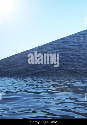 two water surfaces at different angles. 3d rendering Stock Photo - Alamy