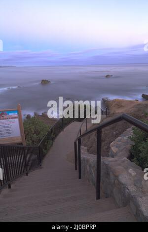 Stairs leading down to the sea. Sunset Cliffs Natural Park, San Diego ...