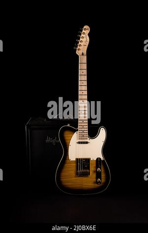 Brown telecaster on black Stock Photo - Alamy