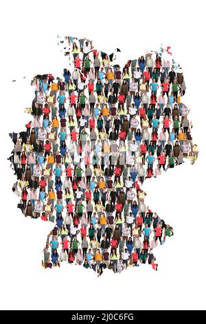 Germany map multicultural group of people integration immigration ...