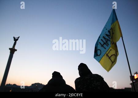 Kyiv, Ukraine - 7th of March, 2014: A scene from Maidan during ...