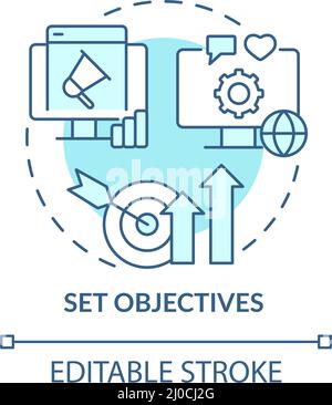 brand objectives line icon, outline symbol, vector illustration ...