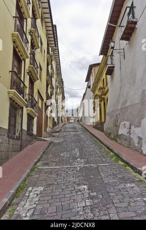 Colourful colonial-style building, Quito, Pichincha province, Ecuador ...