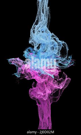 Collision of particles, decorative particles, 3d rendering. Computer ...