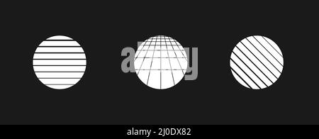 Set of retrofuturistic design elements, perspective grids, tunnel, RETRO title, polar grid ...