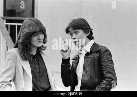 Stars of the BBC TV series "Grange Hill" Michelle Herbert, aged 15, who ...