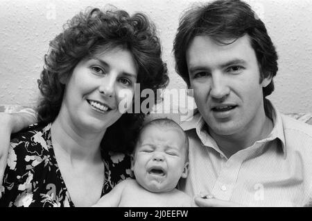 Actor Larry Lamb with his wife Linda and three month old son George ...
