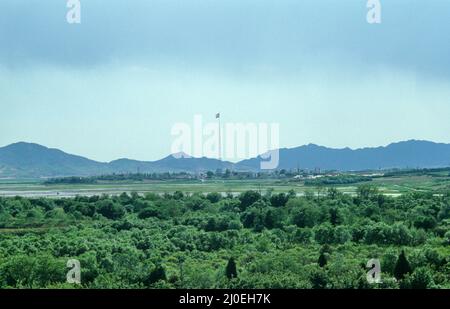 North Korean flagpole in Kijong-dong, 'Propaganda Village', seen from ...