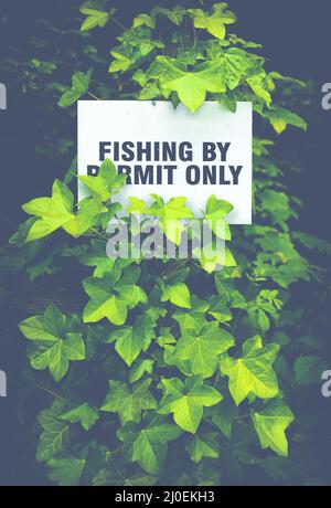 Private Fishing Permit Only sign at Lussa Loch on the Kintyre Peninsula ...