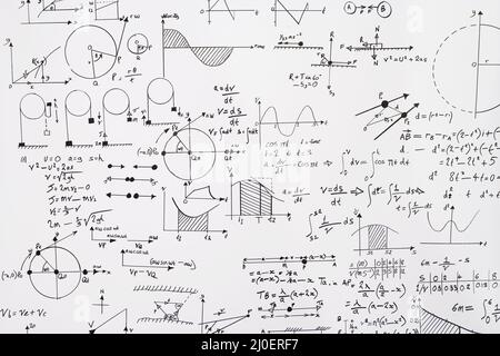 A collection of mathematical equations on a wall Stock Photo - Alamy