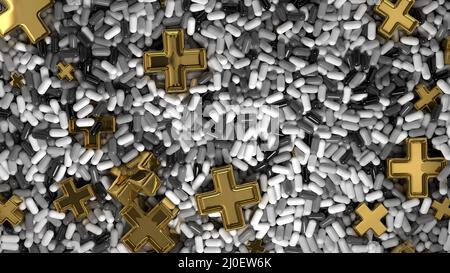 Heap of medicine pills. Background from colorful pills and capsules ...