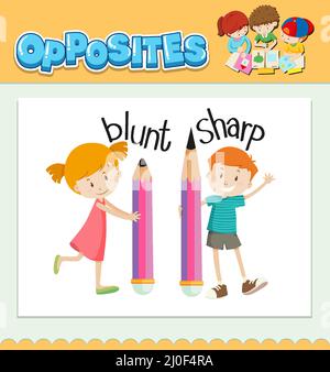 Opposite English Words blunt and sharp illustration Stock Vector Image ...