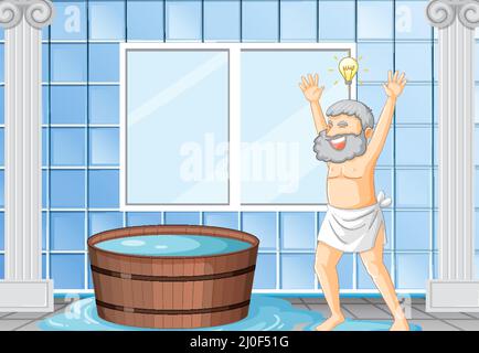 Happy Archimedes and the bathtub illustration Stock Vector Image & Art ...