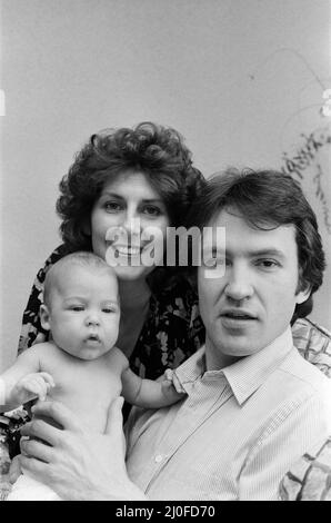 Actor Larry Lamb with his wife Linda and three month old son George ...