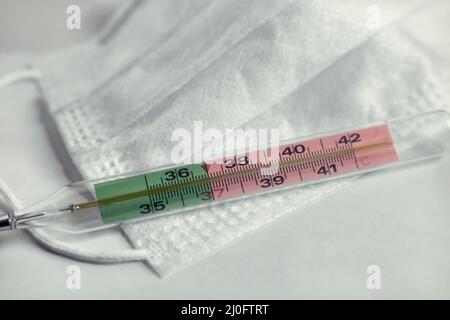 The thermometer shows an elevated temperature for a coronavirus ...