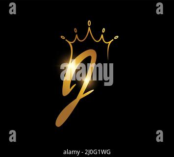 Initial Letter N Logo Gold Frame Luxury Badge Decorative Ornate ...