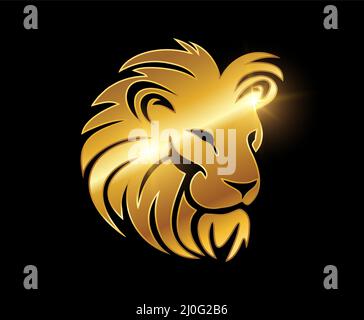 Lion King logo vector illustration design.gold lion king head sign ...