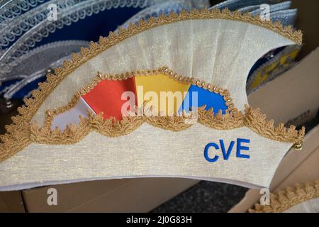 Making fool's caps for the carnival Stock Photo - Alamy