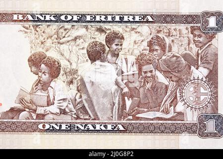 Children in bush school from The reverse side of 1 ERN NFK one Eritrean ...