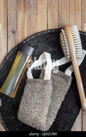 Items needed for a bath or sauna Stock Photo - Alamy