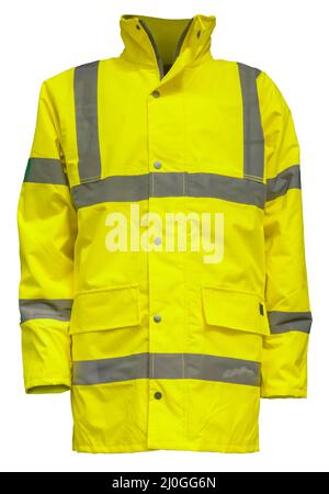 high visibility yellow jacket as background Stock Photo - Alamy