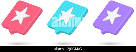 Realistic multicolored star rating evaluation quick tips 3d icon ...