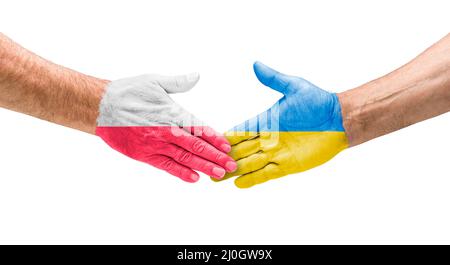 a handshake between europe and poland, isolated Stock Photo - Alamy